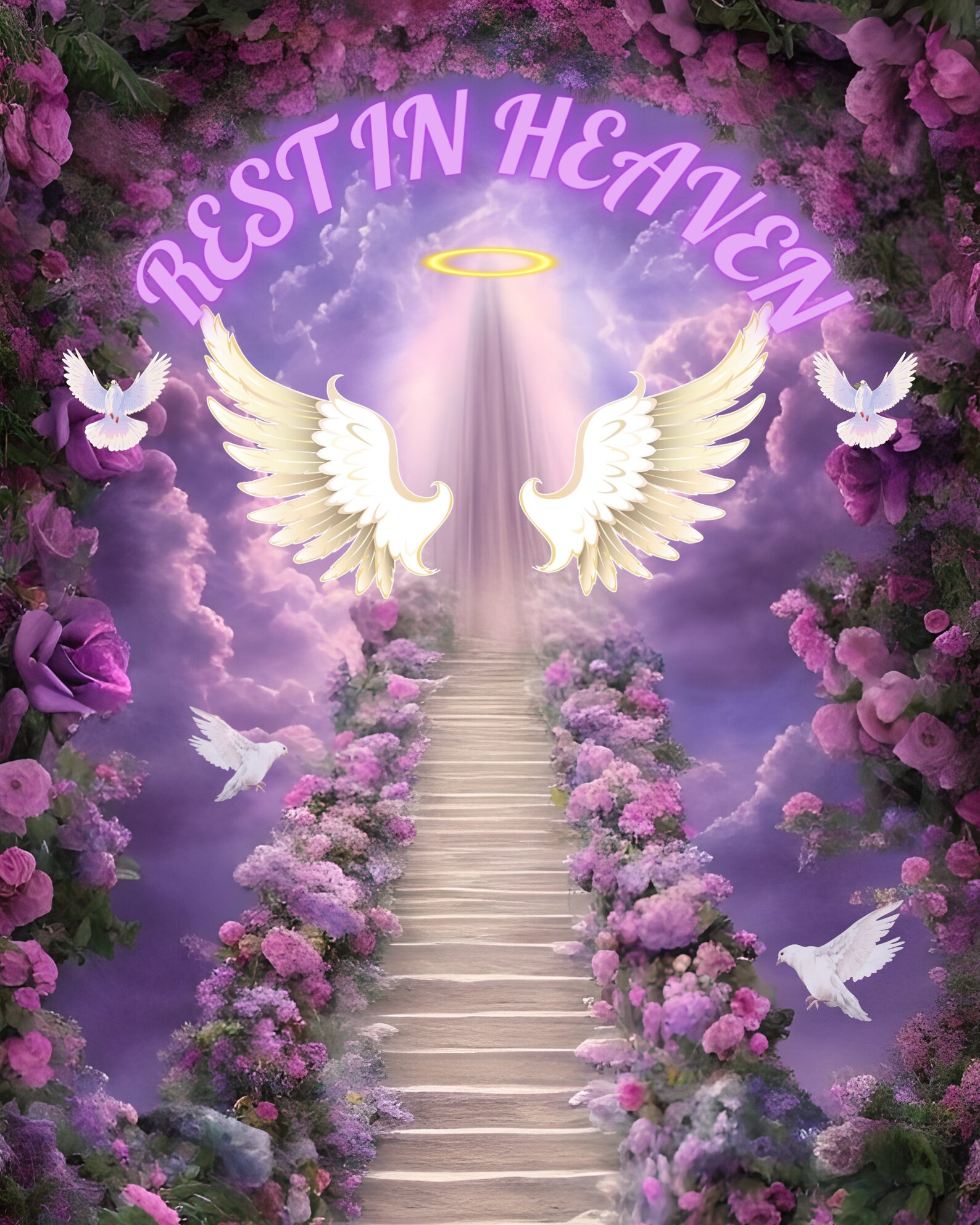 Rest in Heaven PNG, Purple Sky Heaven Gate, Memorial Background for ...