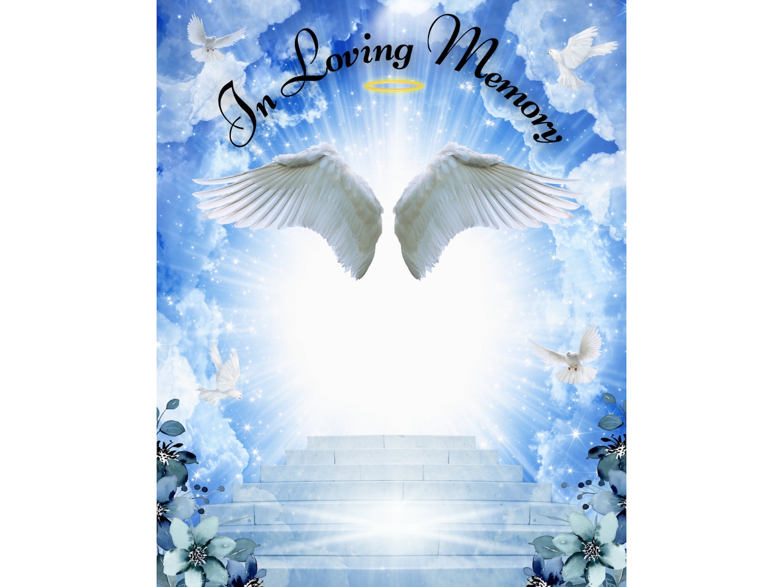 İn Loving Memory PNG, Blue Sky Heaven Background, Heaven Gate Stairway ...
