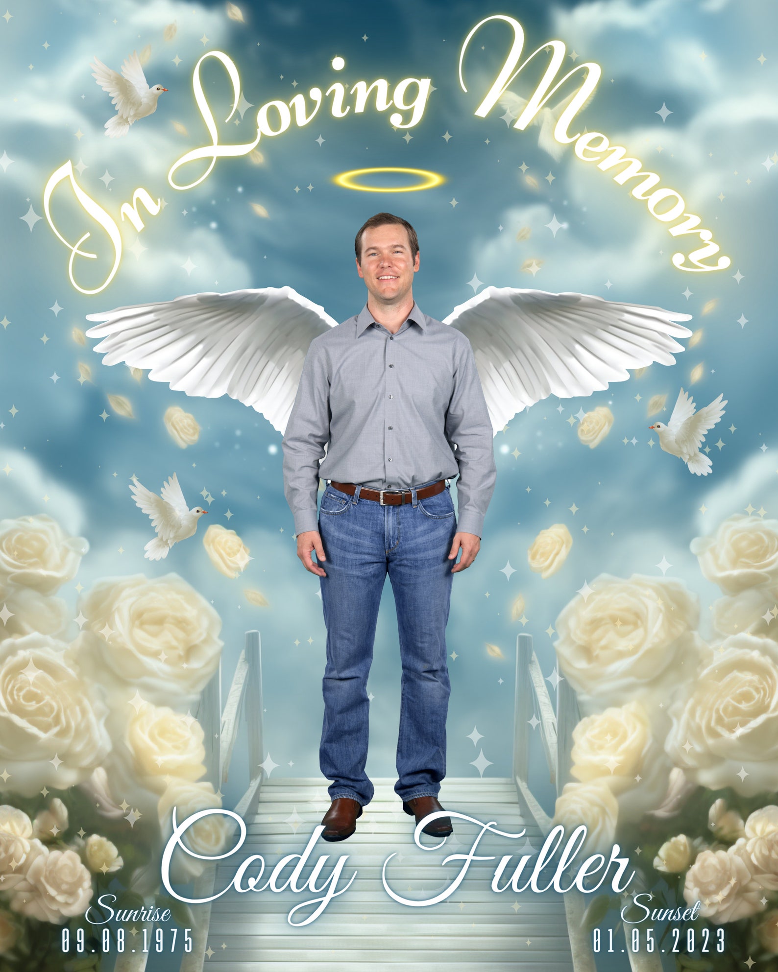 İn Loving Memory PNG, Blue Sky Background, Heaven Gate Stairway ...
