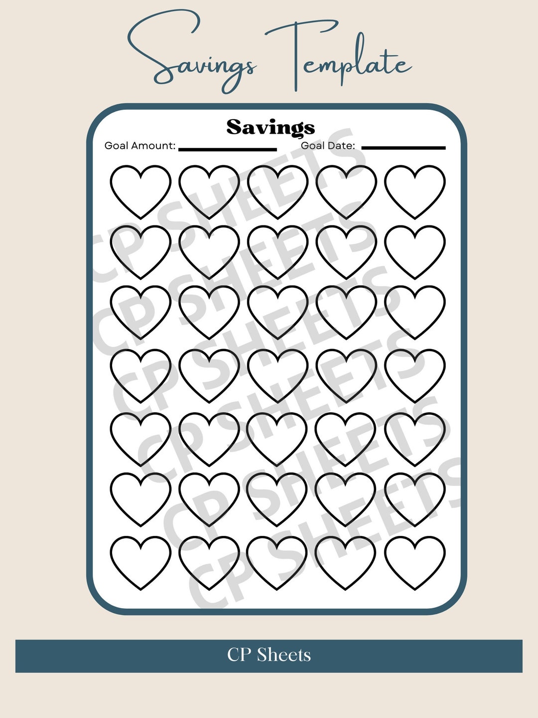 Printable Savings Template- Vacation Savings - PDF - JPG - Etsy