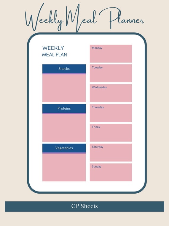 Printable Weekly Menu Planner Menu Planner PDF JPG - Etsy