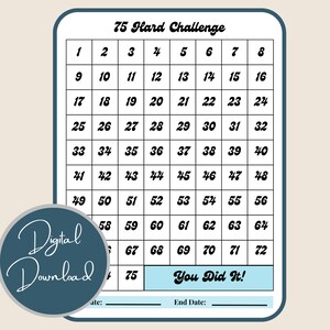 75 Hard Challenge, Printable 75 Hard Tracker, Habit Tracker, Progress ...