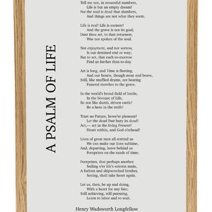 A Psalm of Life Poem Henry Wadsworth Longfellow Print Poster - Etsy