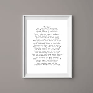 The Tiger Poem William Blake Print Poster - Etsy