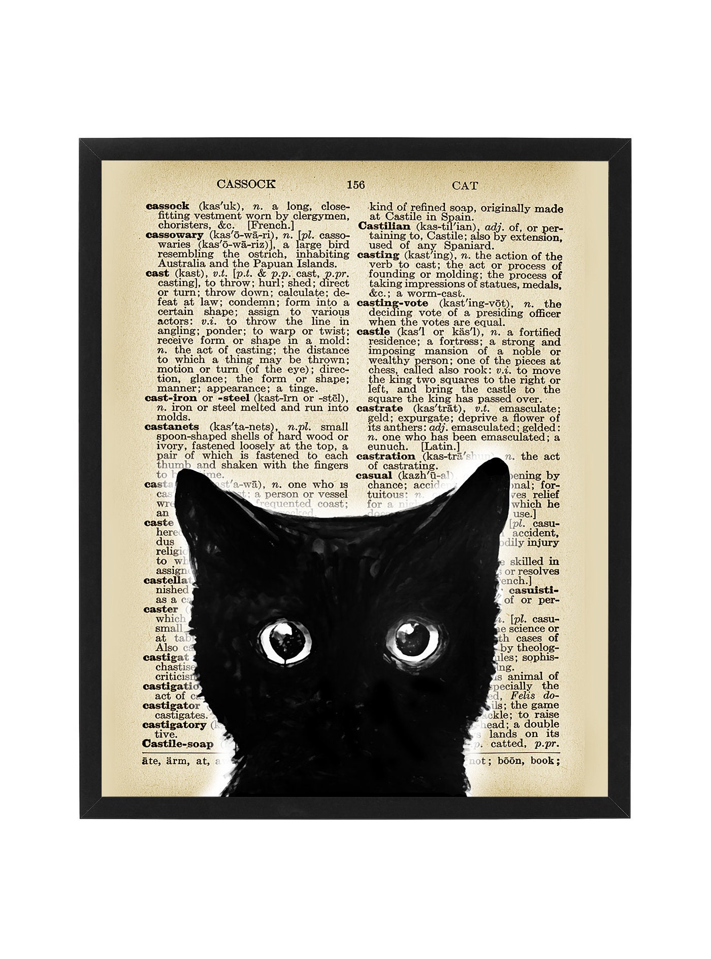 Cat Print Poster 2 Colours 5 Sizes Available | Etsy