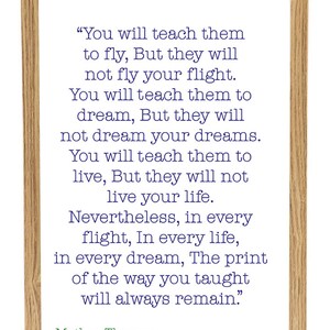 You Will Teach Them to Fly Quote Print Mother Theresa Lover - Etsy