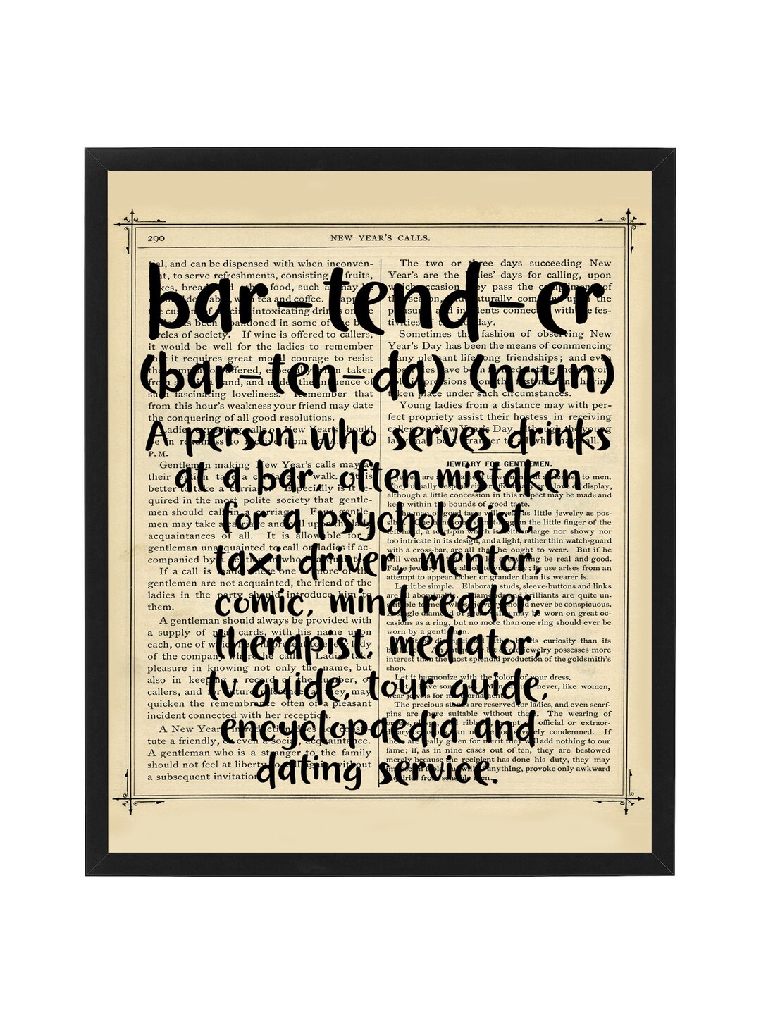 Bartender Definition Poster Print - Etsy