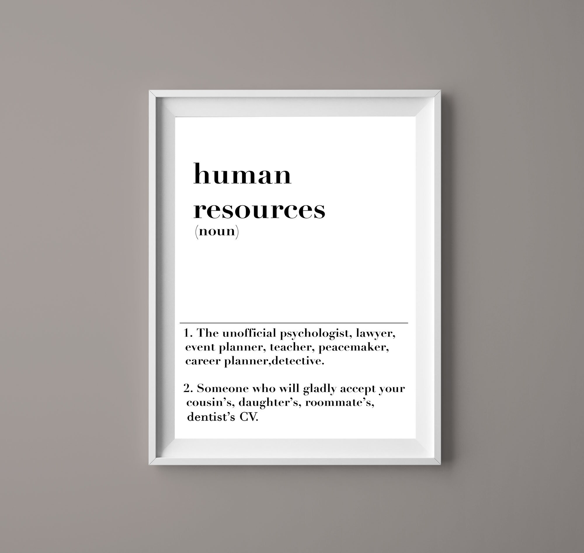 Human Resources Definition Print Poster Definitions 5 | Etsy