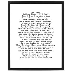 The Tiger Poem William Blake Print Poster - Etsy