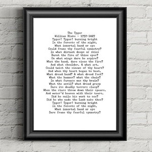 The Tiger Poem William Blake Print Poster - Etsy