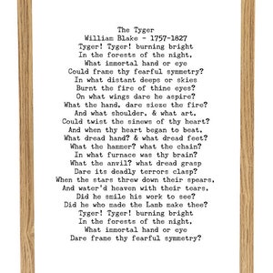 The Tiger Poem William Blake Print Poster - Etsy