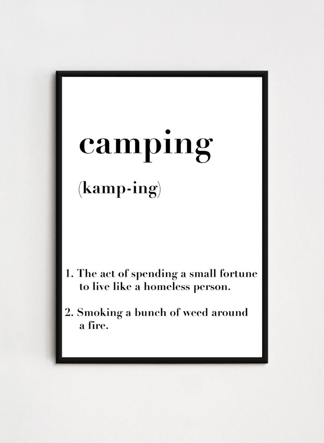 Camping Definition Print Poster - Etsy.de
