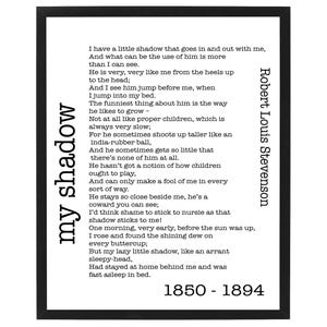 My Shadow by Robert Louis Stevenson, Quote, Gifts for Artists, Poetry ...