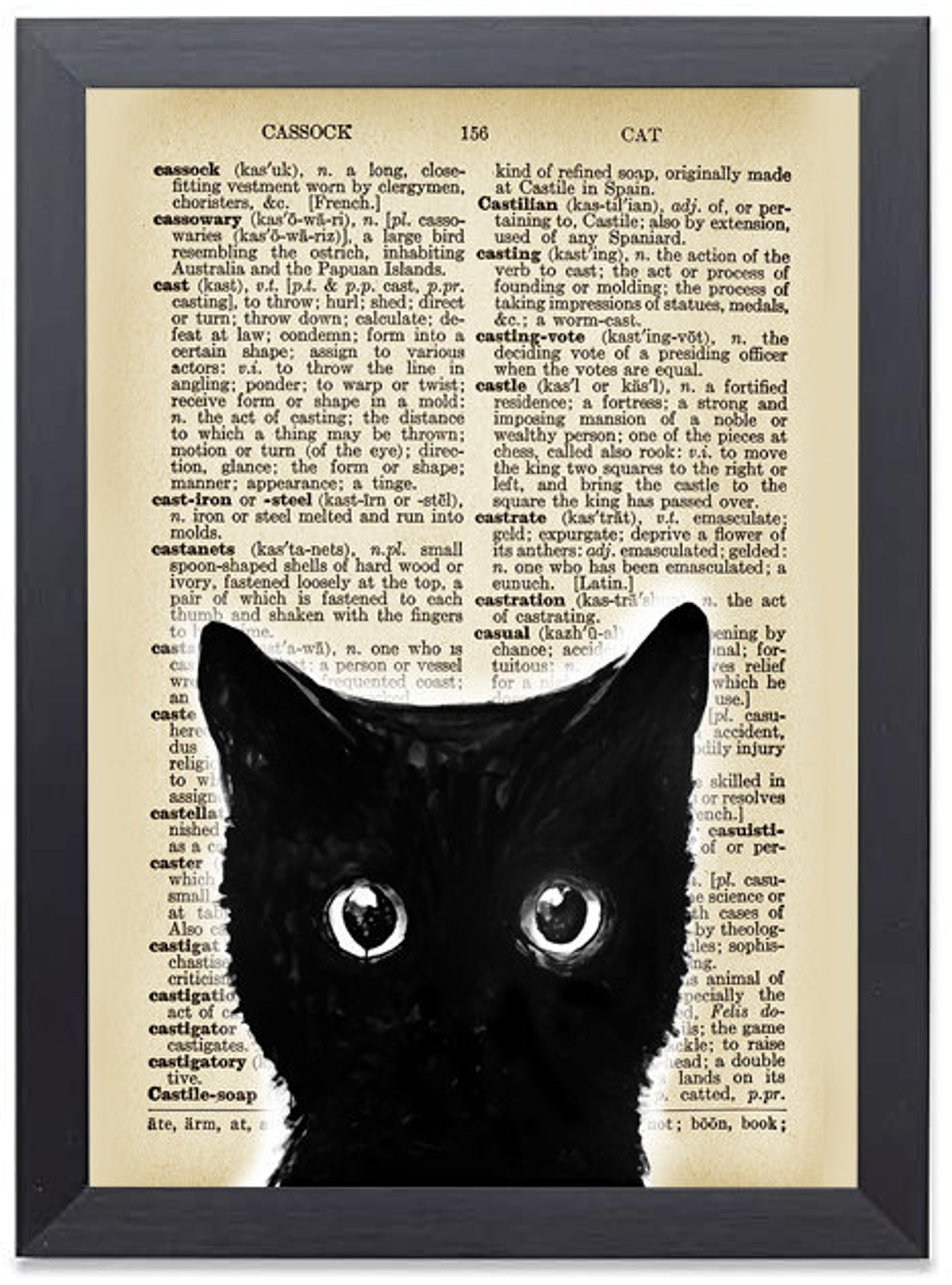 Cat Print Poster 2 Colours 5 Sizes Available | Etsy