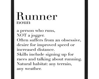 Running Definition Print, Dictionary Poster, Quote Wall Art, Runner ...