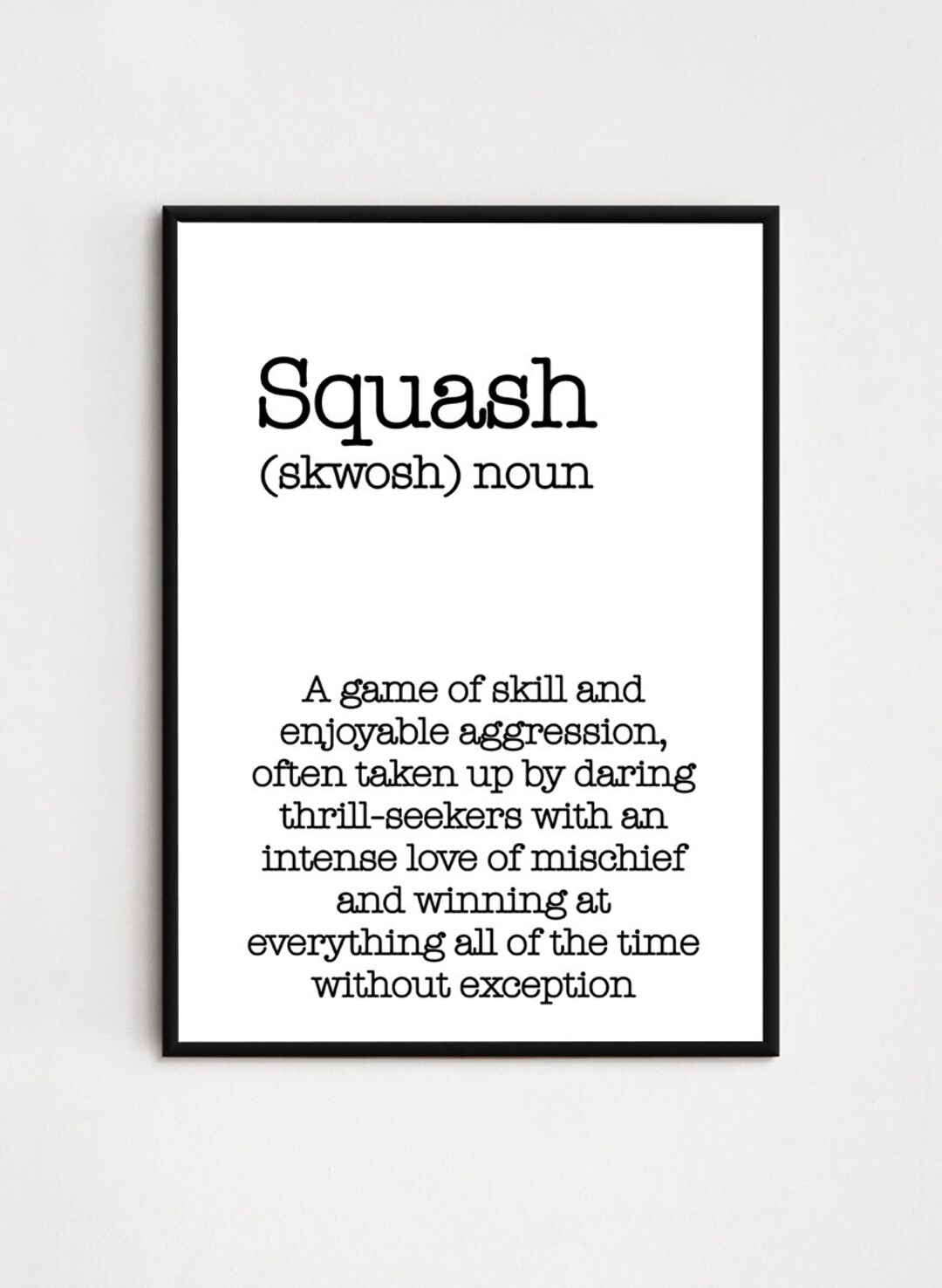 Squash Definition Print Poster Sport Definition 5 Sizes Available - Etsy UK