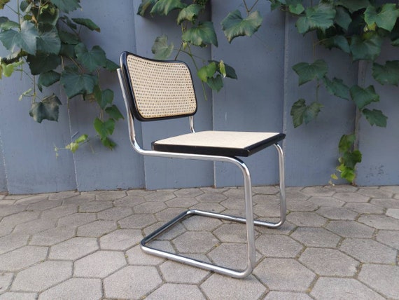 Vintage Stuhl Cesca Chair B32 Italien Design 1928 Marcel Breuer Bauhaus Stil Cane Chair Schwarzer Stuhl Chrom Mid Century Modern Chair Etsy