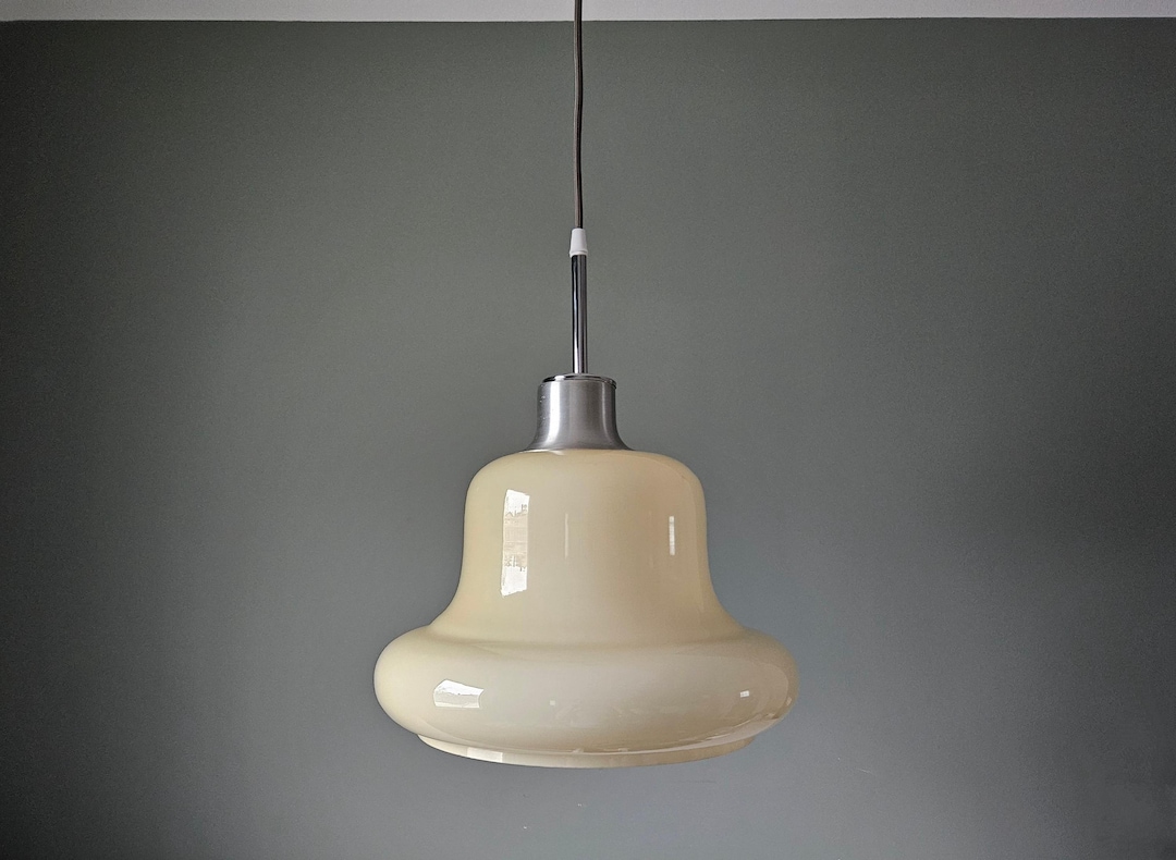 Vintage Pendant Light, Light Yellow Glass Ceiling Light, Hanging Lamp ...
