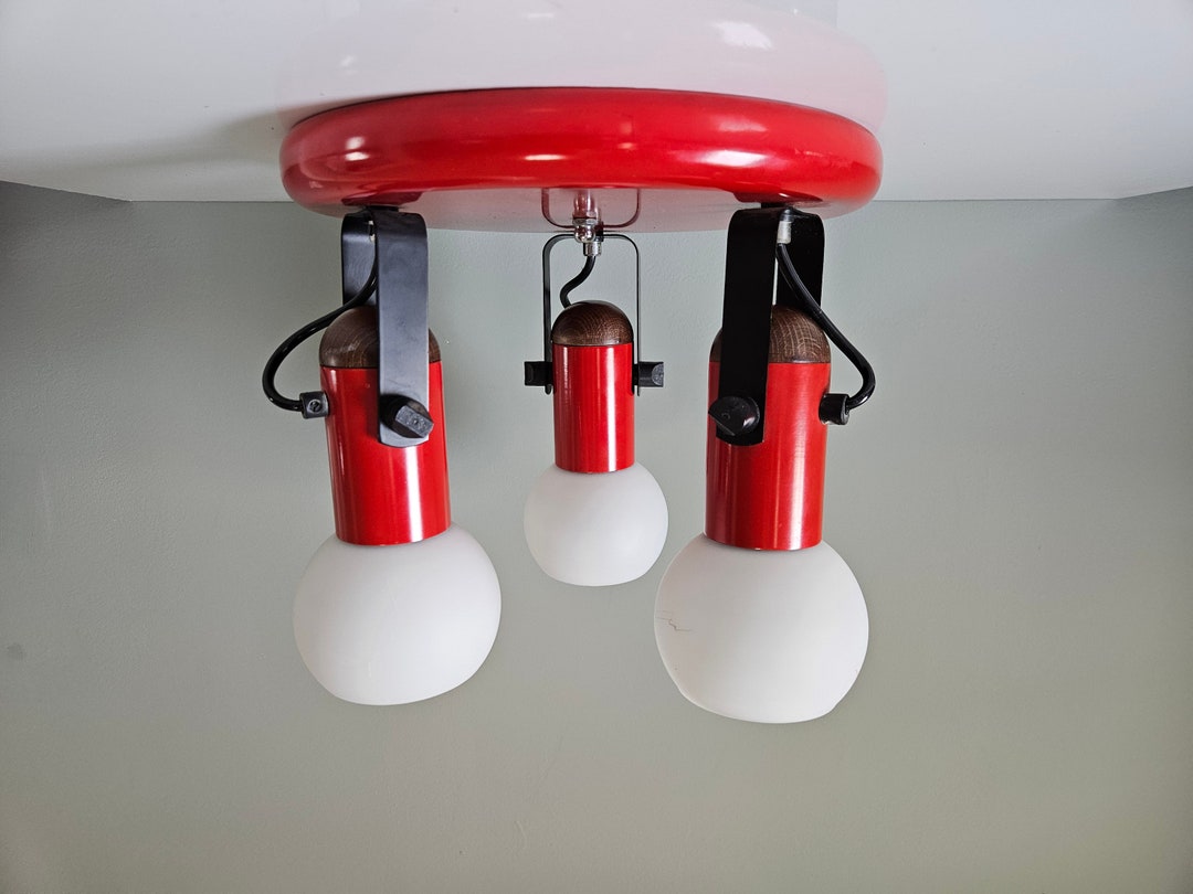 Retro Pendant Lamp, Vintage Flush Mount Light, Red Spot Light, 80s ...