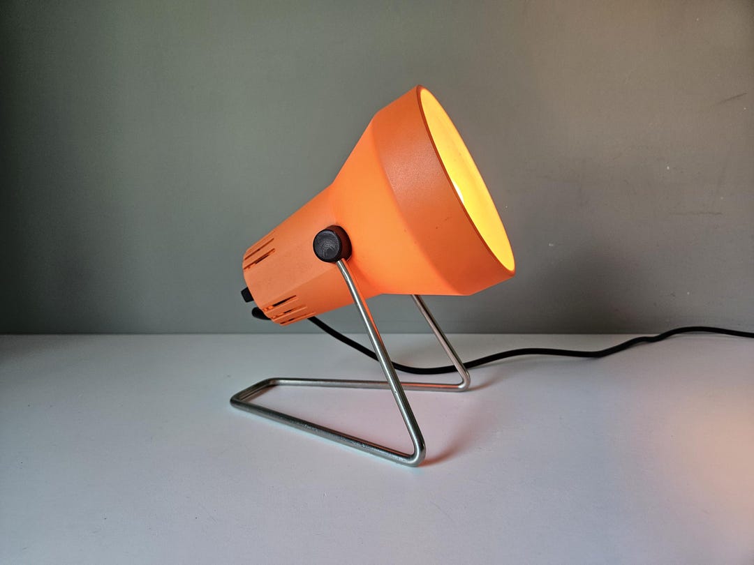 Vintage Table Lamp/ Infrared Heat Lamp / Retro Orange 70s Lamp ...