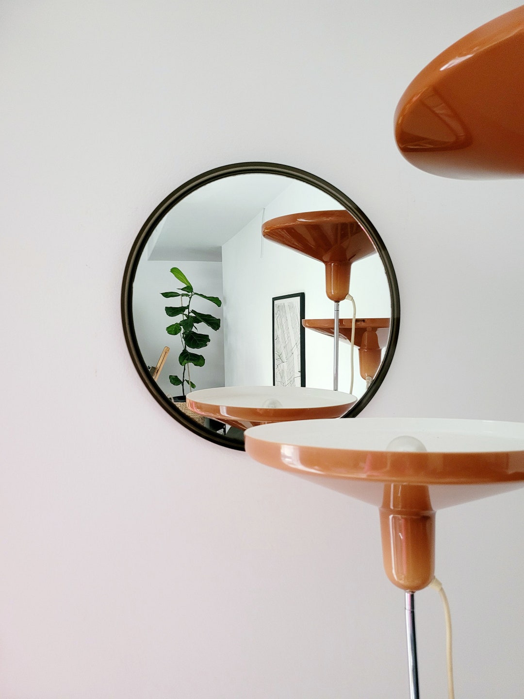 Vintage Smoked Glass Mirror: Mid Century Modern Brown Plastic Frame - Etsy