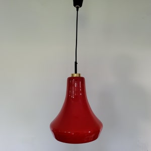 Vintage Pendant Light, Red Glass Ceiling Light, Hanging Lamp, Space Age ...