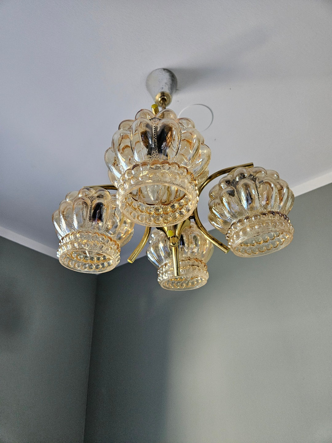 Vintage Chandelier / Ceiling Light / Mid Century Modern Lamp / Light ...