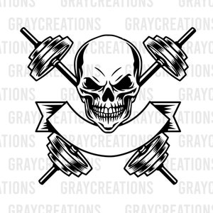 Skull Barbells Svg , Skull Fitness Svg , Barbells Svg , Fitness Gym ...