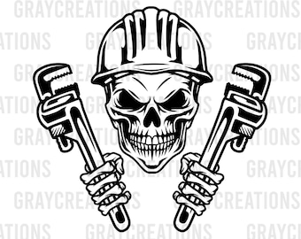 Plumber Skull Svg , Plumber Svg , Plumber Repair Svg , Pipefitter Skull ...
