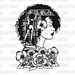 Afro Girl Book Lover Svg / Black Afro Girl With Flowers Svg / Beautiful ...