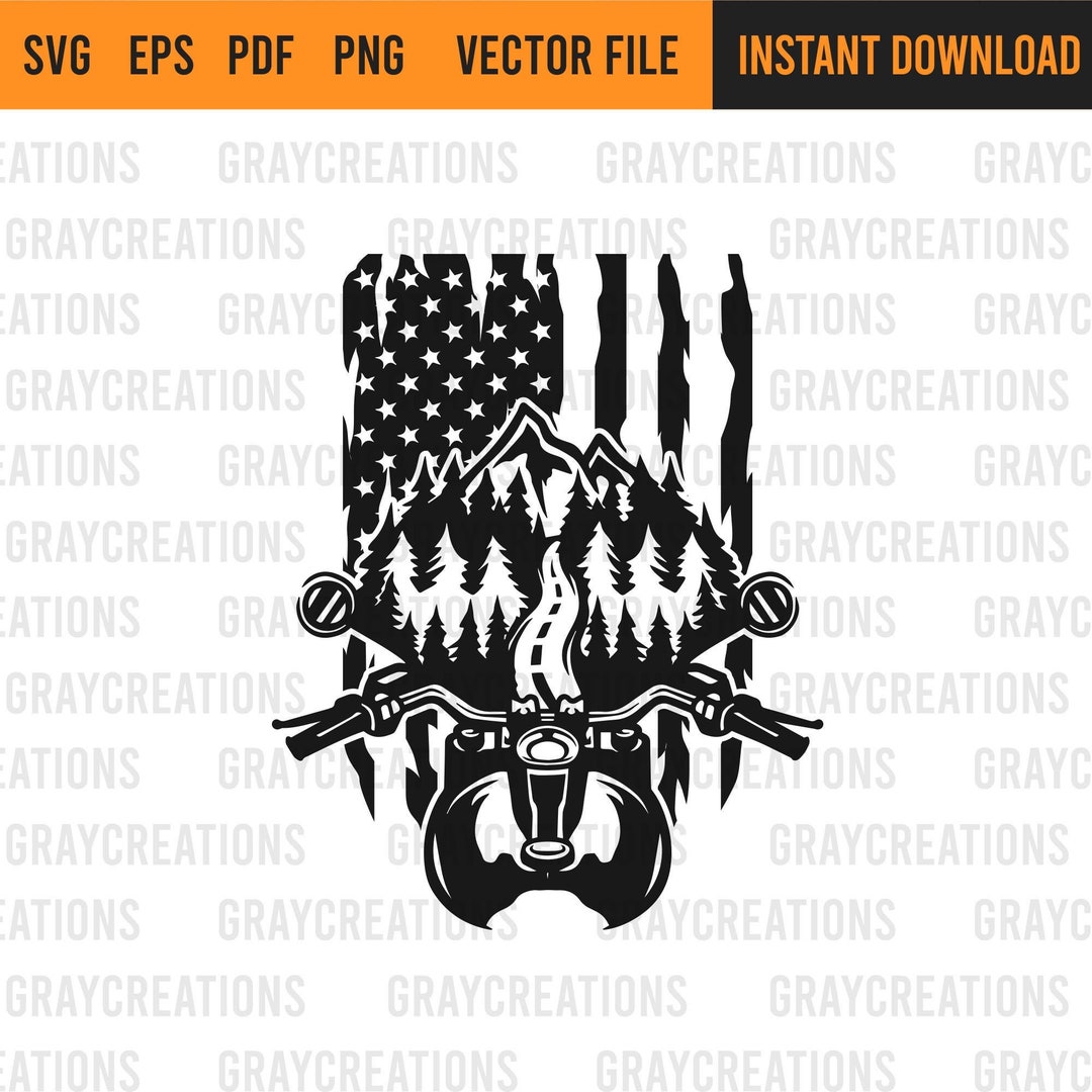 Us Rider Svg | Biker Mountain Svg | Mountain Scene Svg | Riding ...
