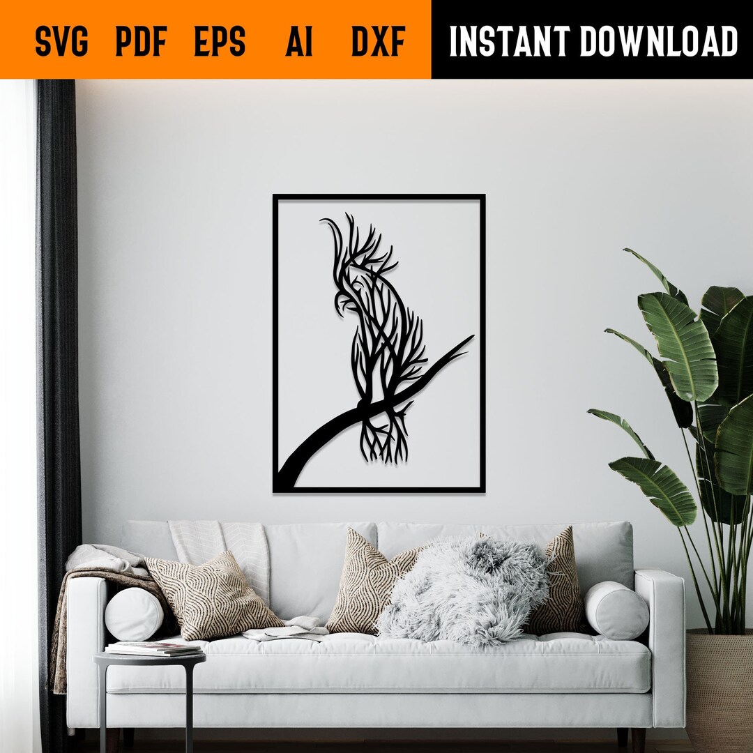 Cockatoo Parrot Wall Art Svg,dxf, EPS,AI and PDF Files.plasma Cut File ...