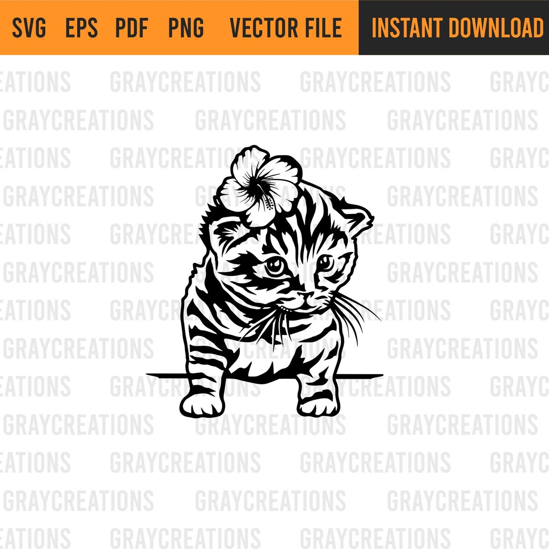 Cute Cat SVG | Floral Cat Svg | Cat Svg | Cat Clipart | Peeking Face ...