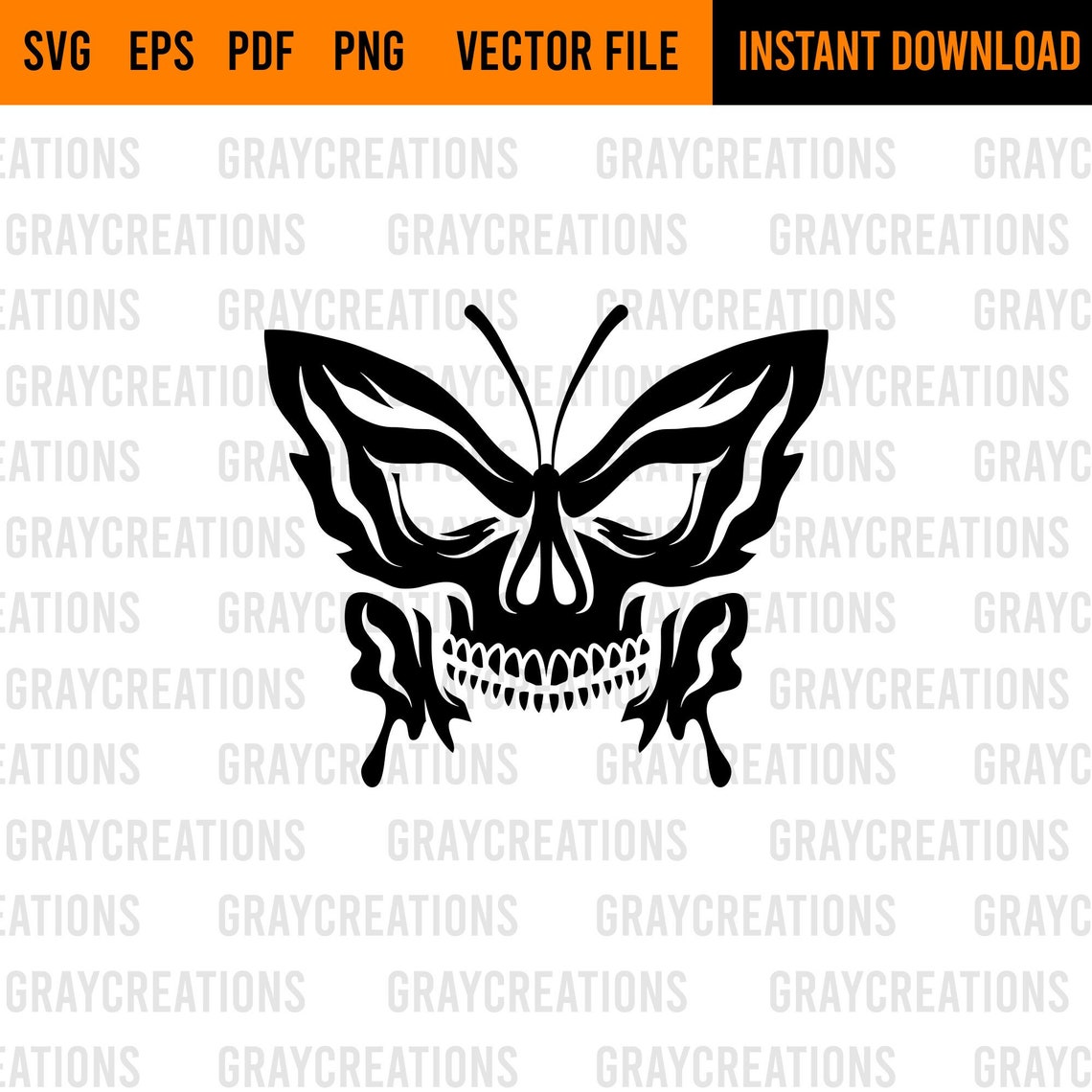 Butterfly Skull Svg / Skeleton Head Form Butterfly Clip Art / - Etsy
