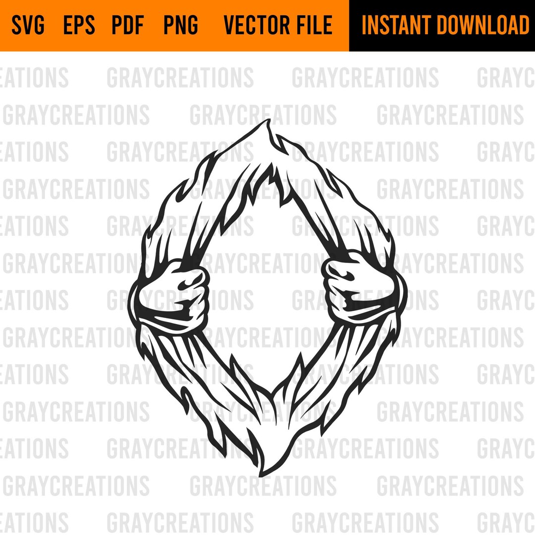 Hand Ripping Shirt Svg / Super Hero Hand Rip Svg / Cloth Ripped Clip ...