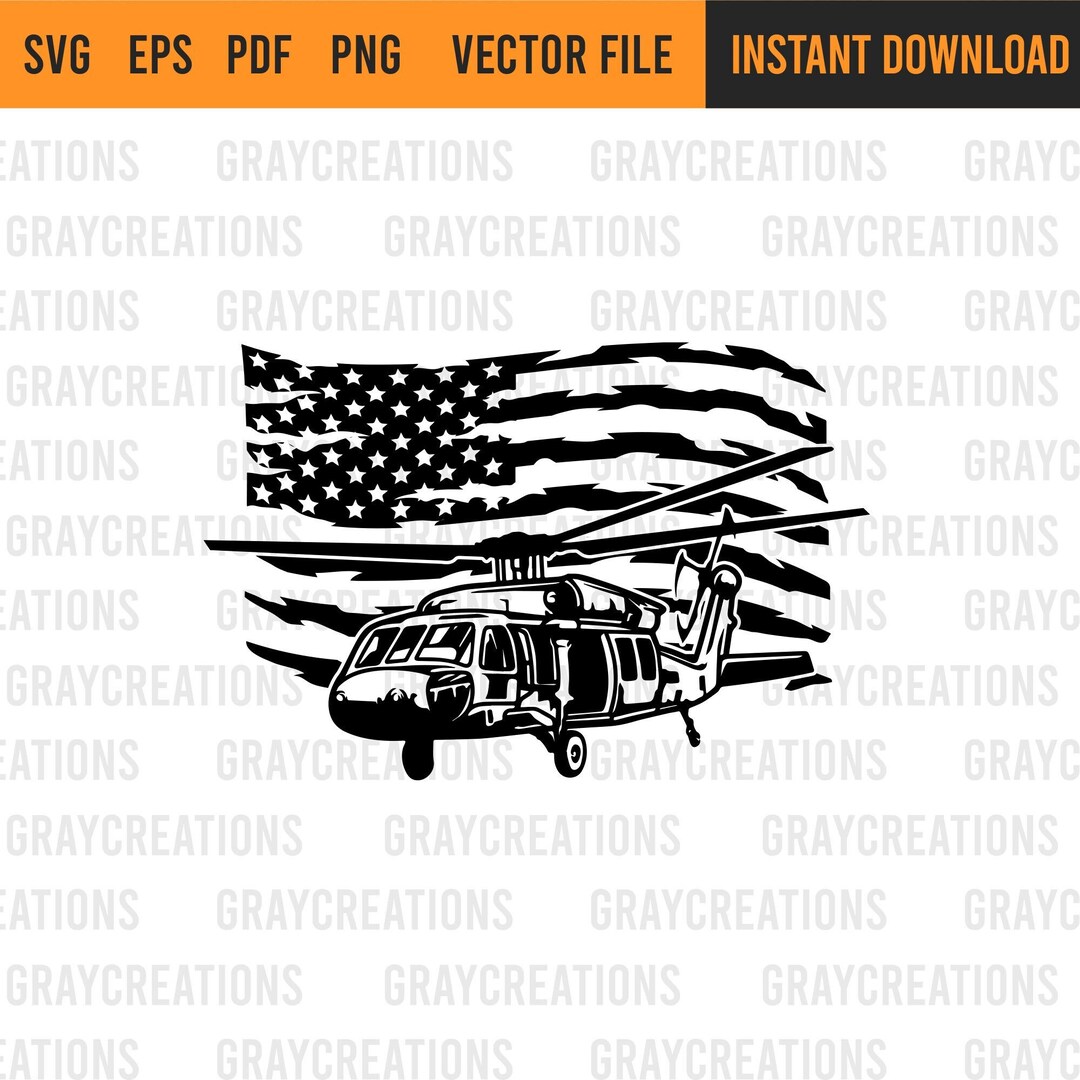 US Black Hawk Helicopter SVG | Helicopter Svg | Chopper Svg ...