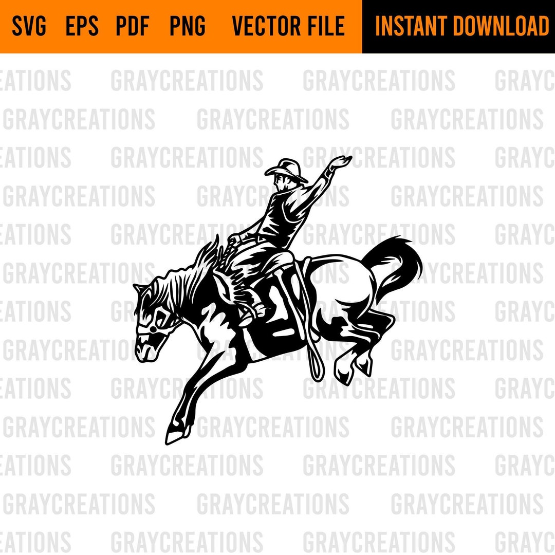 Rodeo Svg | Cowboy Svg | Western Cowboy Riding Horse Svg | Rodeo Cowboy ...