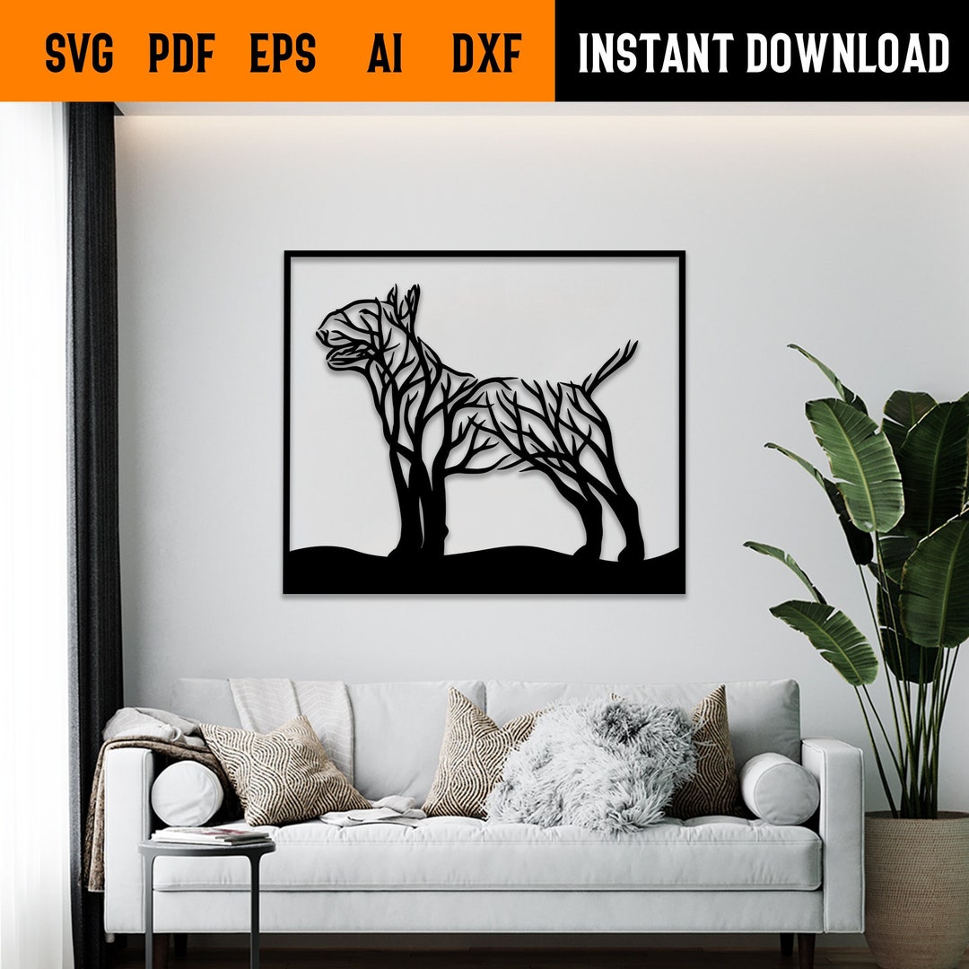 Bull Terrier Wall Art Svg,dxf, EPS,AI and PDF Files.plasma Cut File ...
