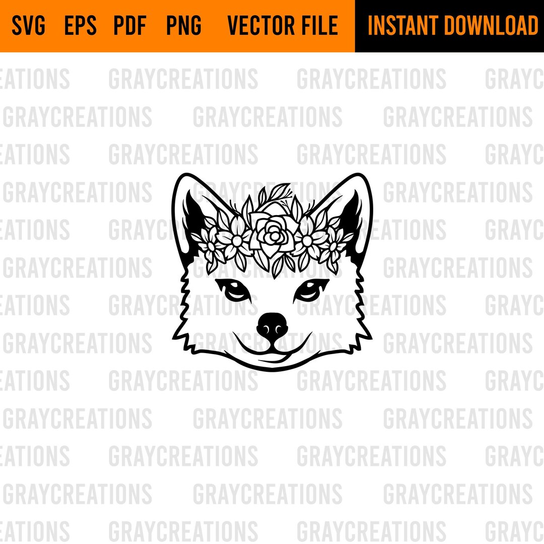 Cute Fox Flowers Svg / Printable Cute Animals Floral Png Clip Art - Etsy