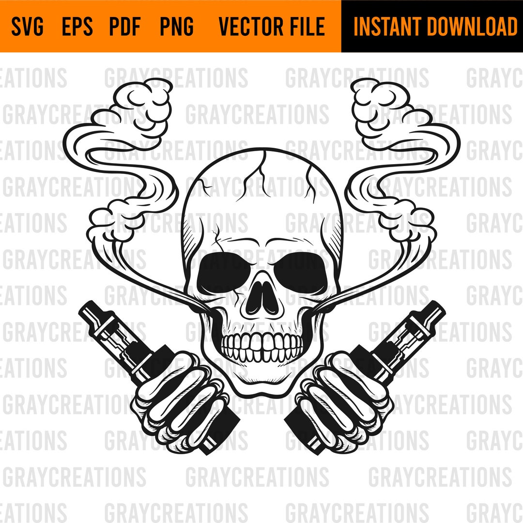 Vaping Skull SVG , Vape Skull Png , Vape SVG , E Cigarette SVG, Vape ...