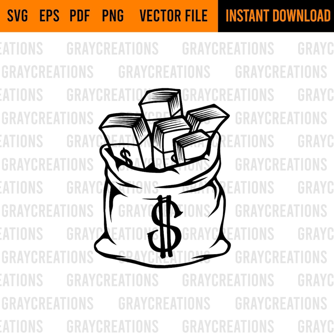 Money Bag SVG | Money Bag With Dollar Sign | Money Bag Clipart | Cash ...