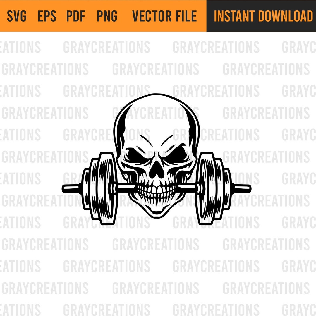 Skull Dumbbells Svg , Skull Fitness Svg , Barbells Svg , Fitness Gym ...