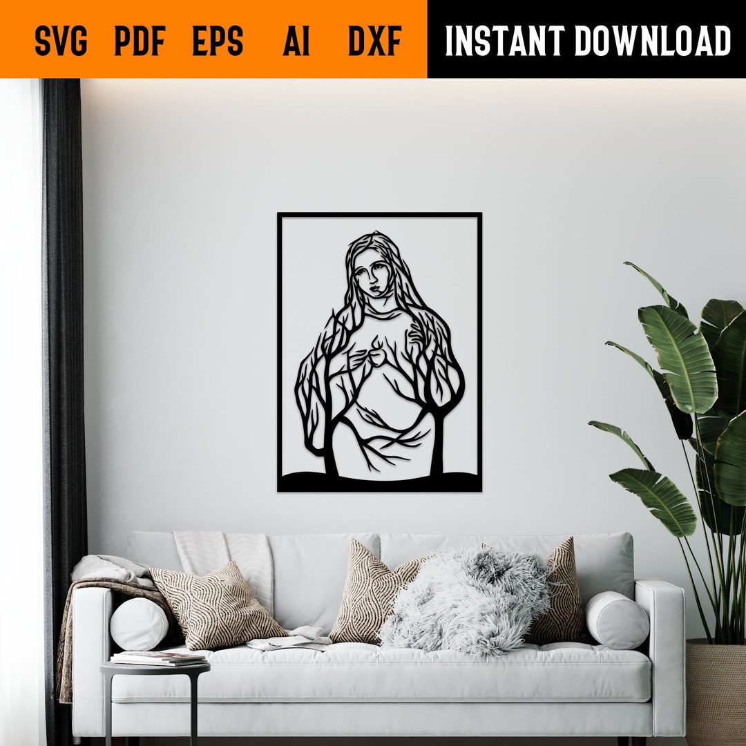 Mary Tree Wall Art Svg,dxf, EPS,AI and PDF Files.plasma Cut File,wall ...