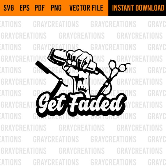 Get Faded SVG Logo Design / Hand Holding Clipper With Barber - Etsy