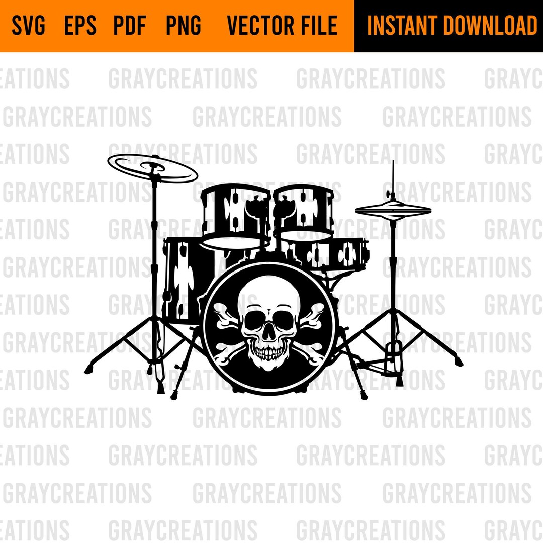 Drumset Skull ,svg,png,pdf,clip Art ,cricut ,printable ,vector Cutting ...