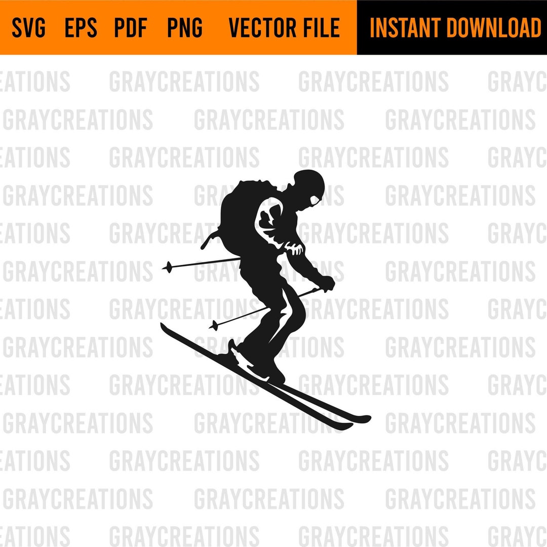 Skiing Downhill Snow Svg / Winter Sports Clip Art Cut File Png Vector ...