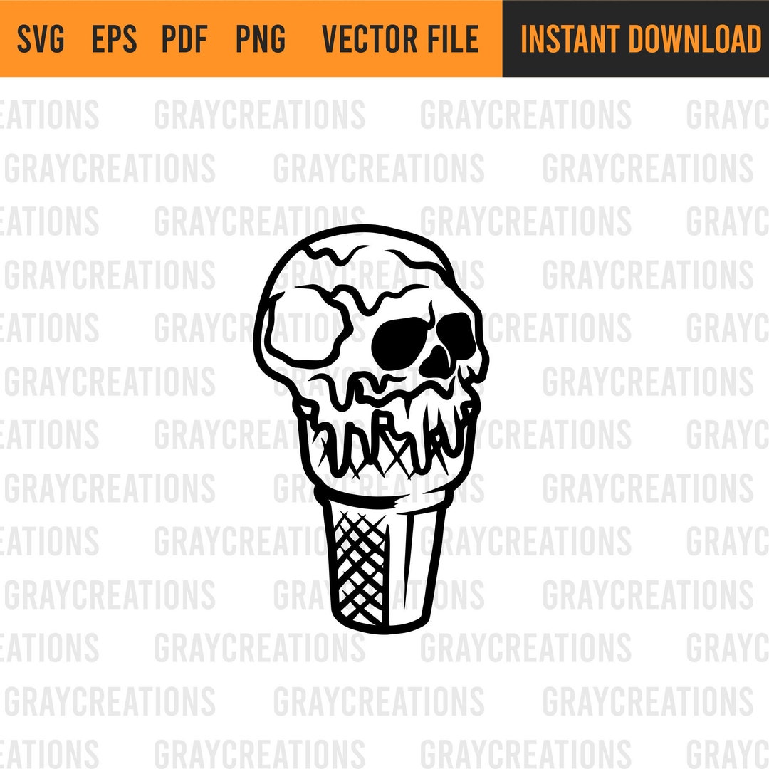 Skull Ice Cream Svg, Ice Cream Skull Svg , Ice Cream Clip Art ...