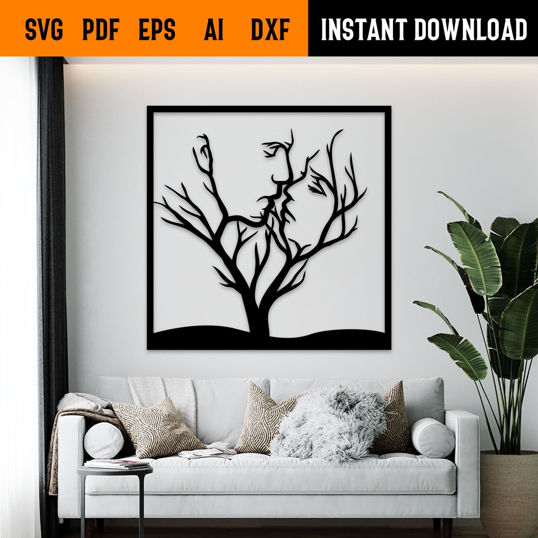 Lovers Kissing Wall Art Svg,dxf, EPS,AI and PDF Files.plasma Cut File ...