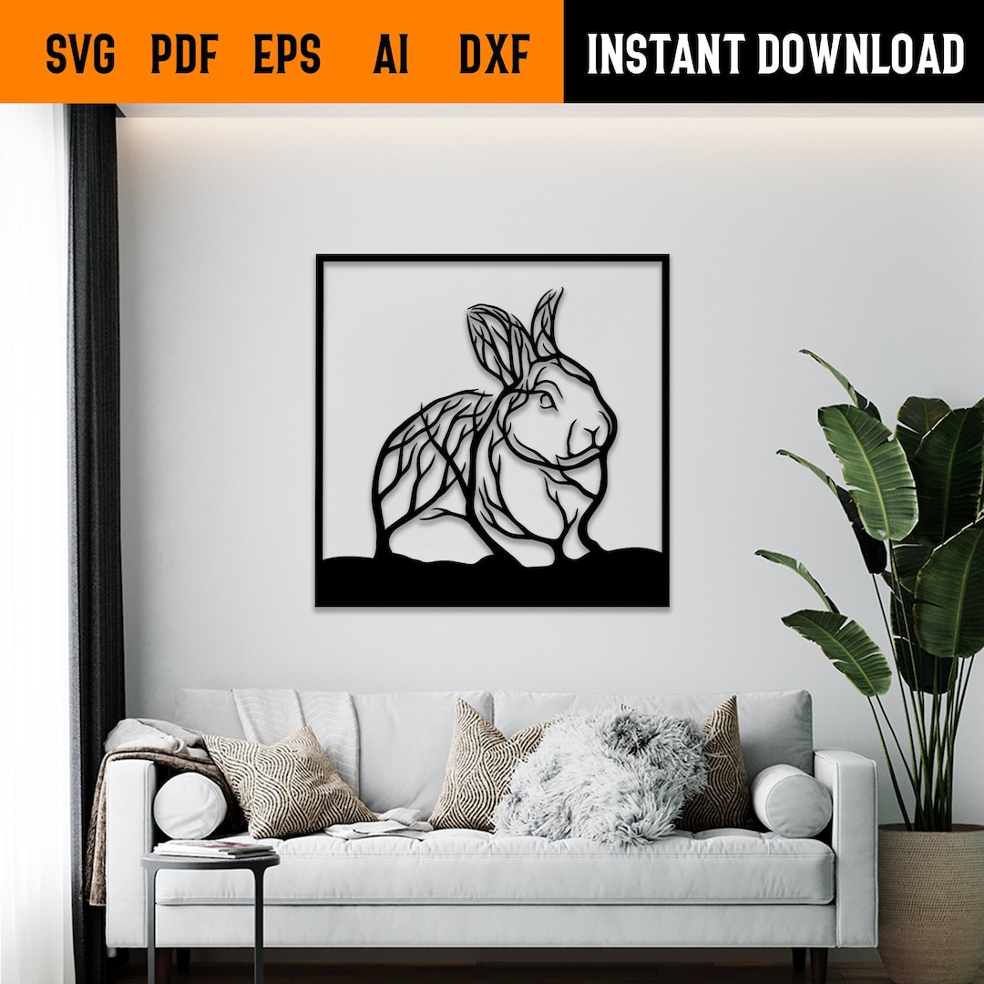 Rabbit Wall Art Svg,dxf, Eps,bunny Rabbit A,PDF Files,plasma Cut File ...