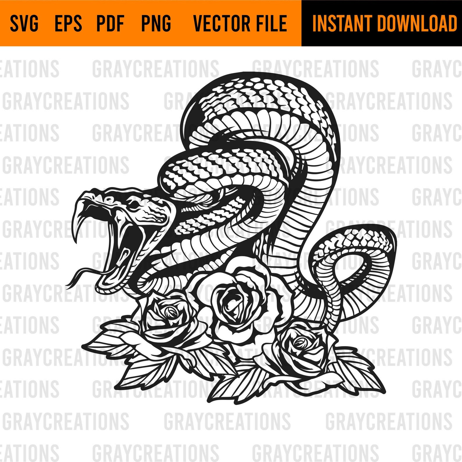 Floral Snake Svg / Viper Snake Svg / Rose Svg - Etsy